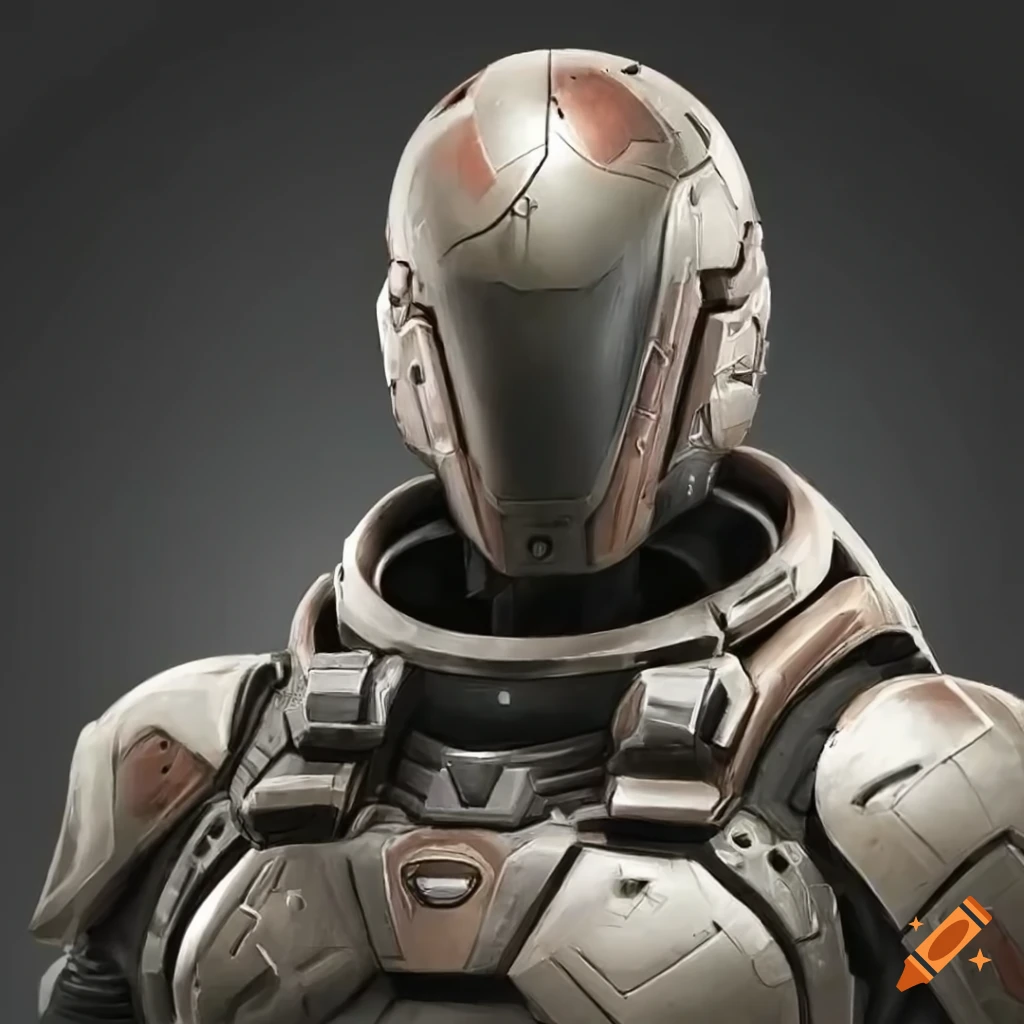 Intricately designed space soldier in futuristic armor on Craiyon