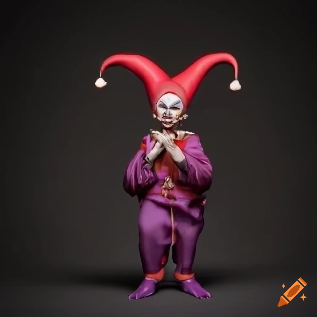Short burly jester in a t-pose on Craiyon