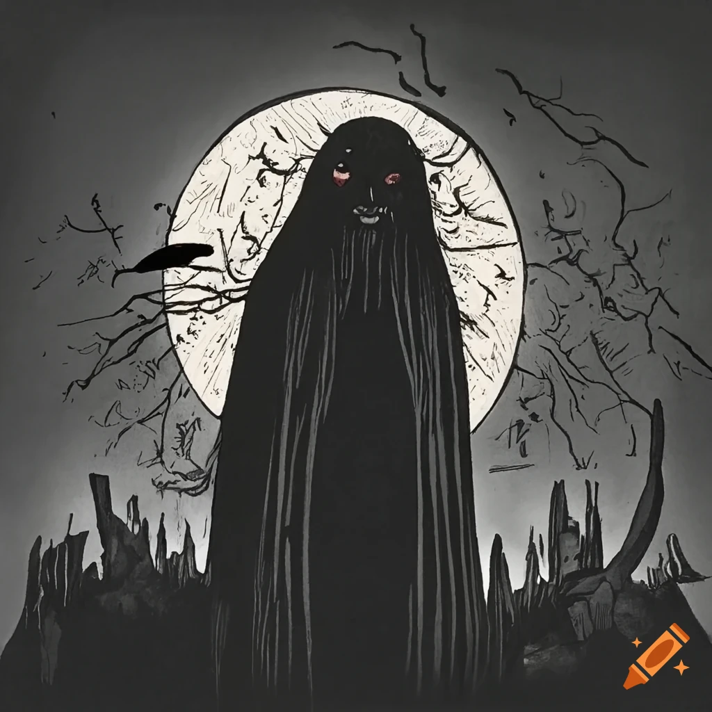 Ink drawings of strange monsters in John Kenn Mortensen's style on Craiyon