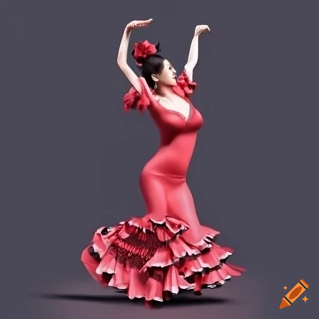Beautiful flamenco dancer in a dynamic pose with detailed dress and ...