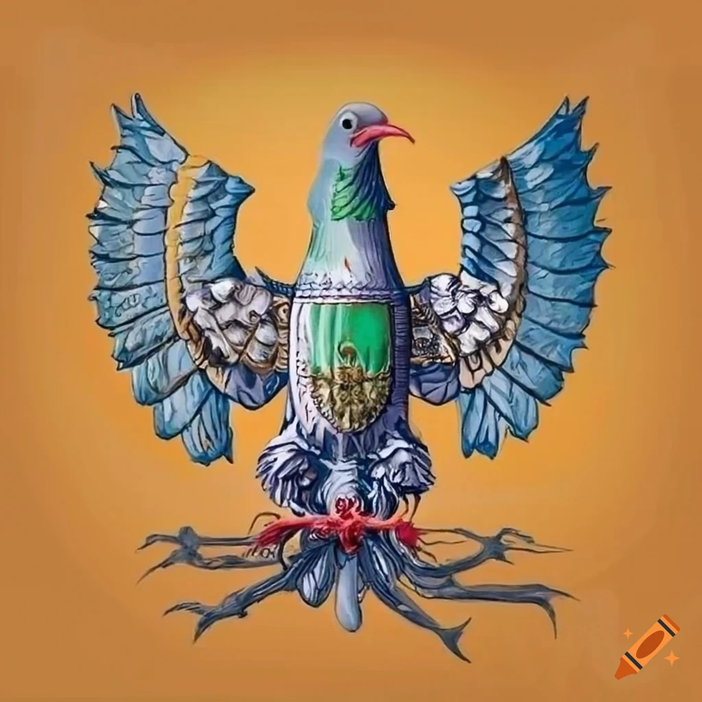 National coat of arms with spider and pigeon symbols on Craiyon