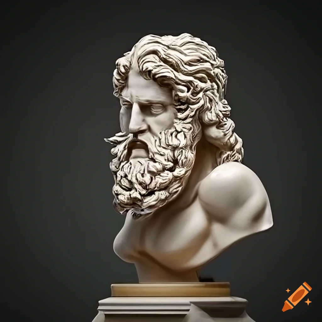 Profile of a strong zeus statue on Craiyon