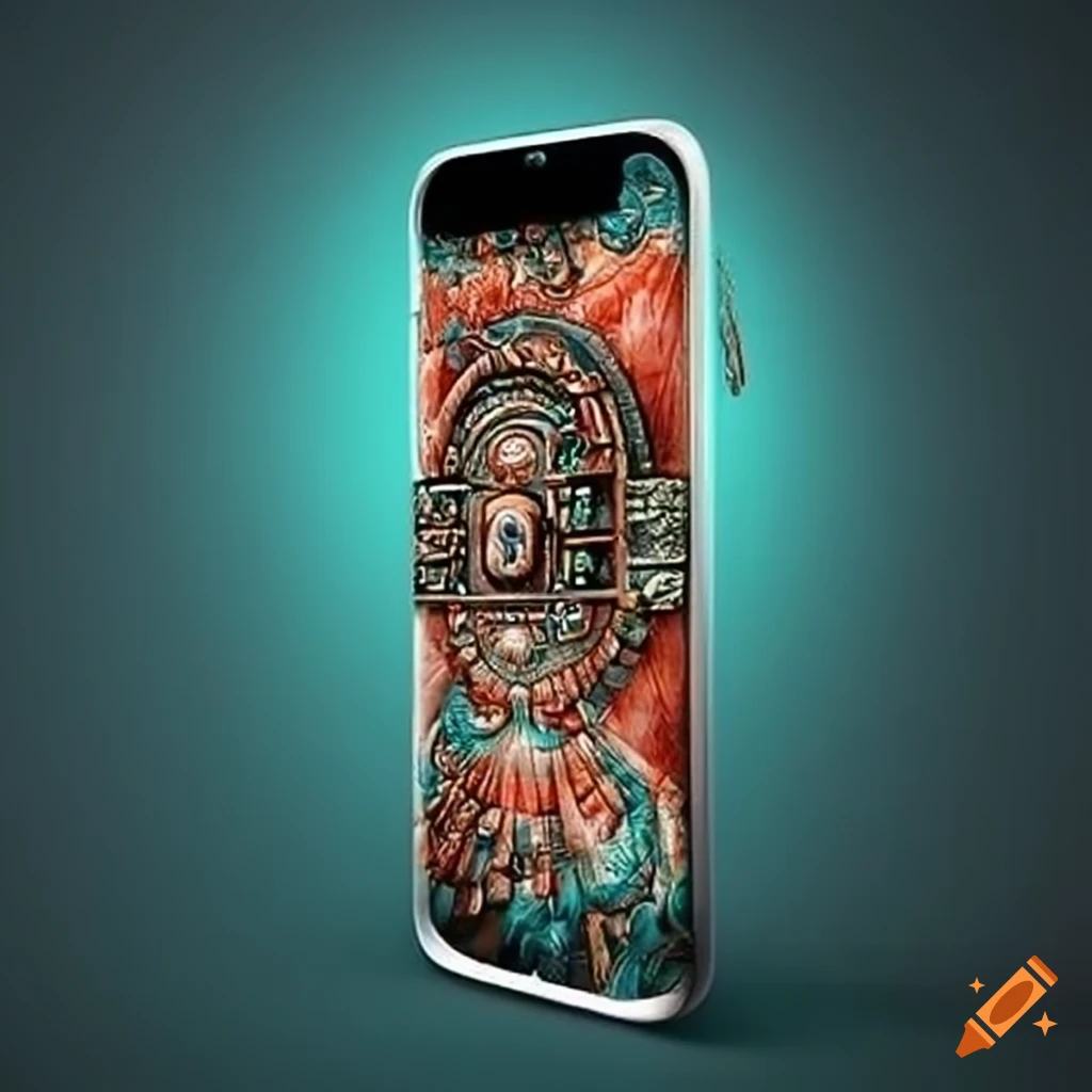 Giant iphone designed in aztec style on Craiyon