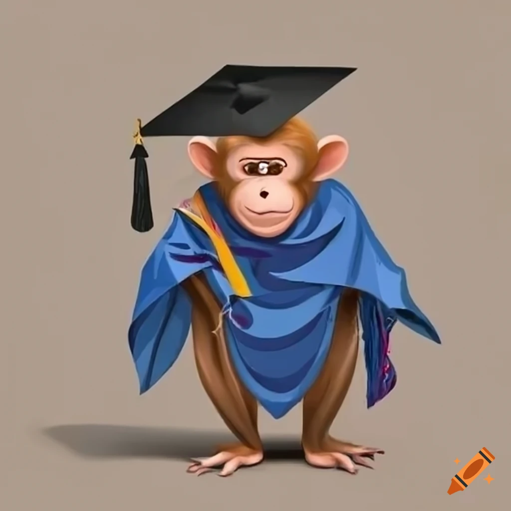 Monkey wearing a graduation gown on Craiyon