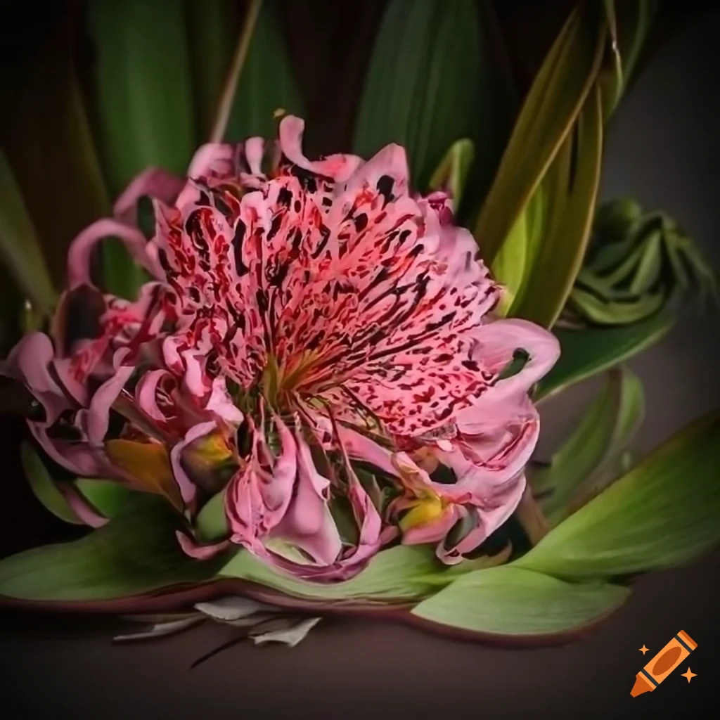Waratah and pink rock lily hybrid flower on Craiyon