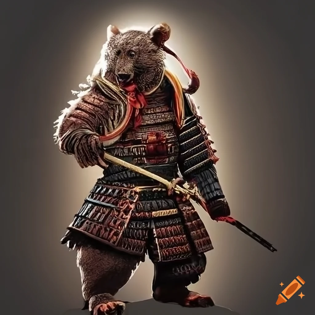 Bear samurai illustration on Craiyon