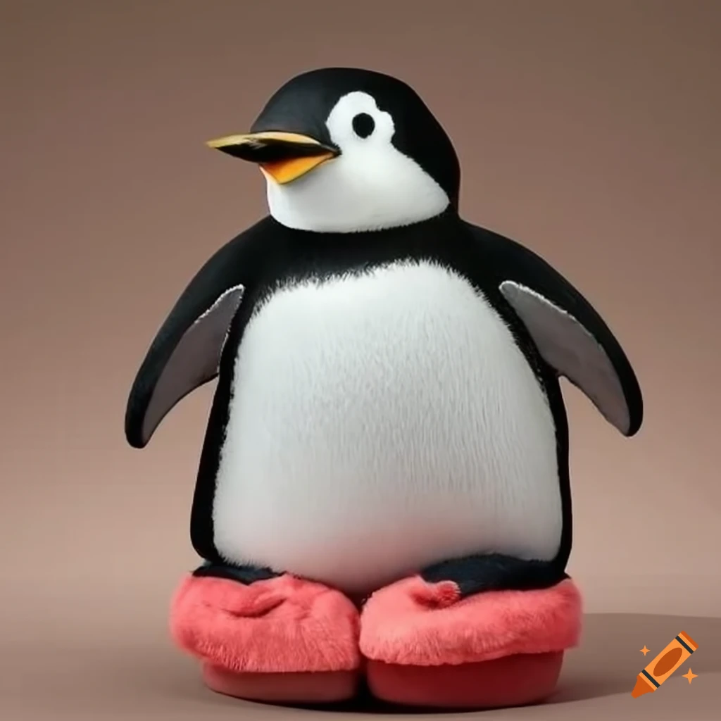 Caucasian penguin wearing slippers on Craiyon