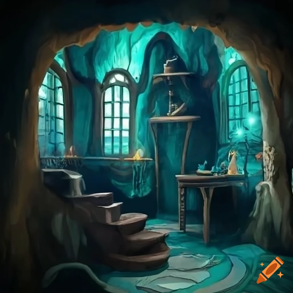 Wizard room inside a cave design on Craiyon