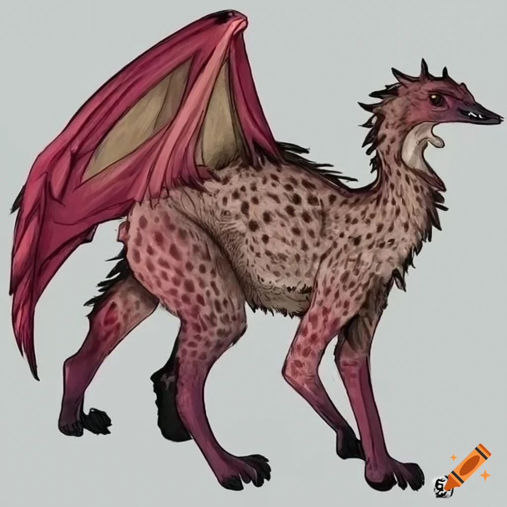 Friendly mythical creature hybrid of ostrich, hyena, and bat on Craiyon