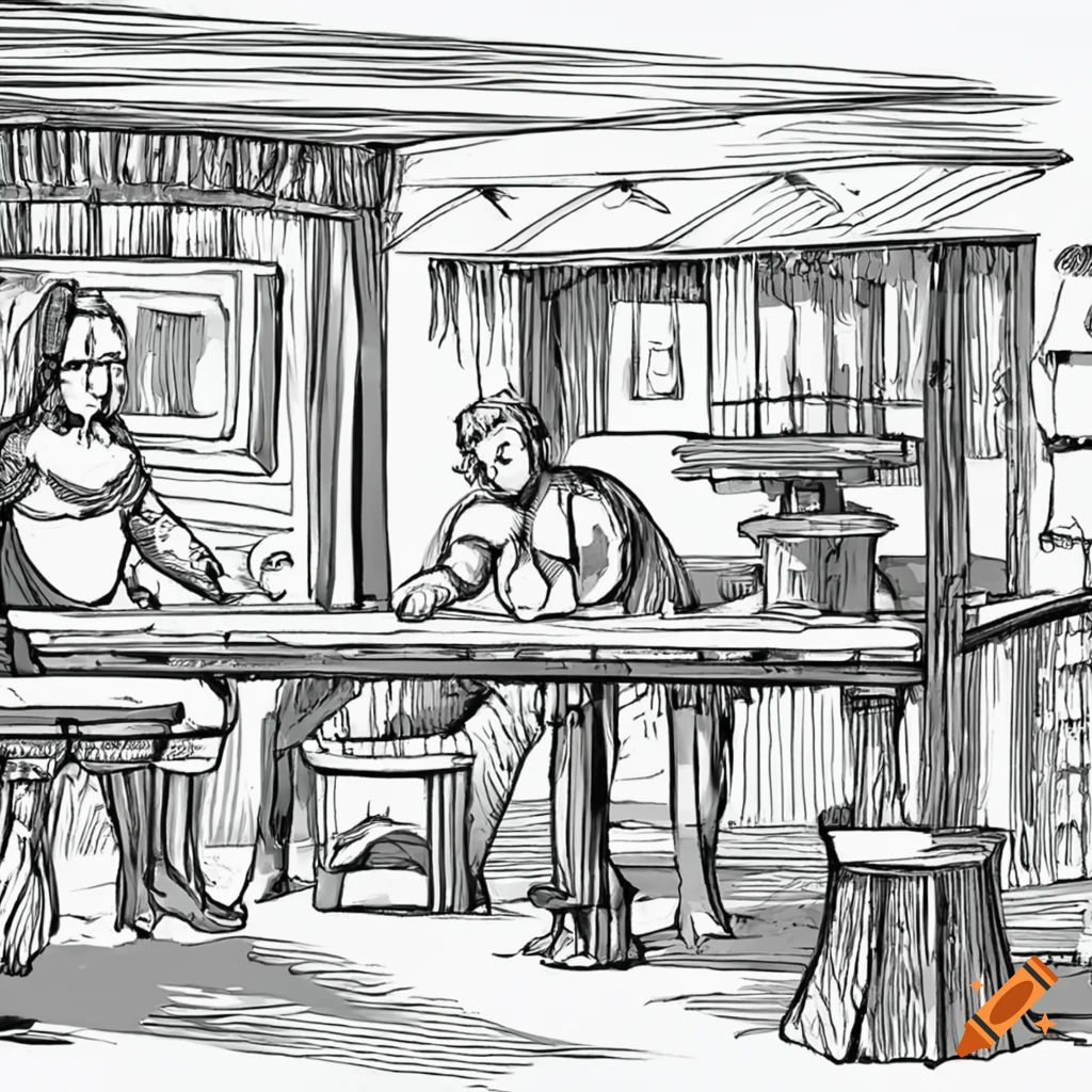 Interior of a medieval tavern on Craiyon