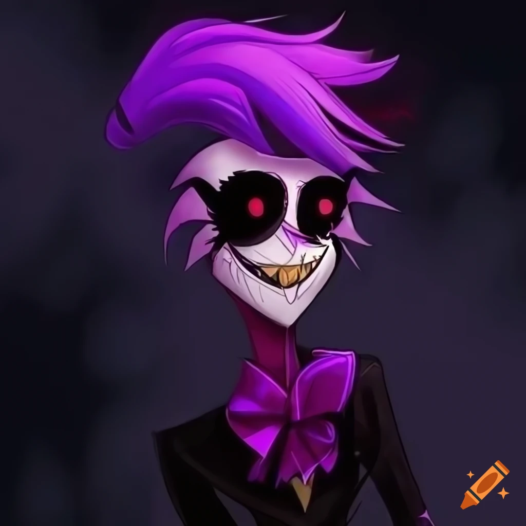 Male hazbin hotel oc in purple and black colors on Craiyon