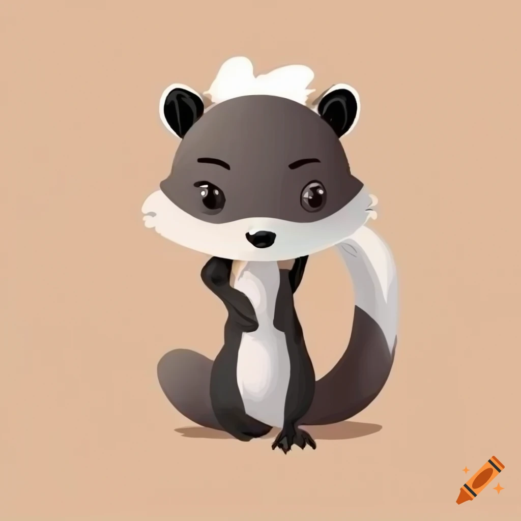 Cute cartoon of a female badger in a playful pose on Craiyon