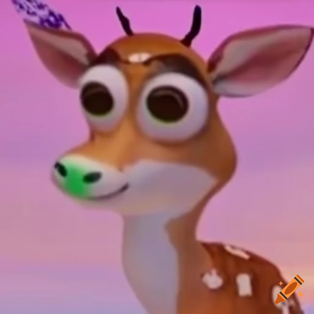 Deep fried baddie deer meme inspired by pixar on Craiyon