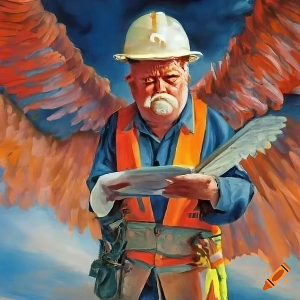 Canvas painting of actor Wilford Brimley as a construction worker ...