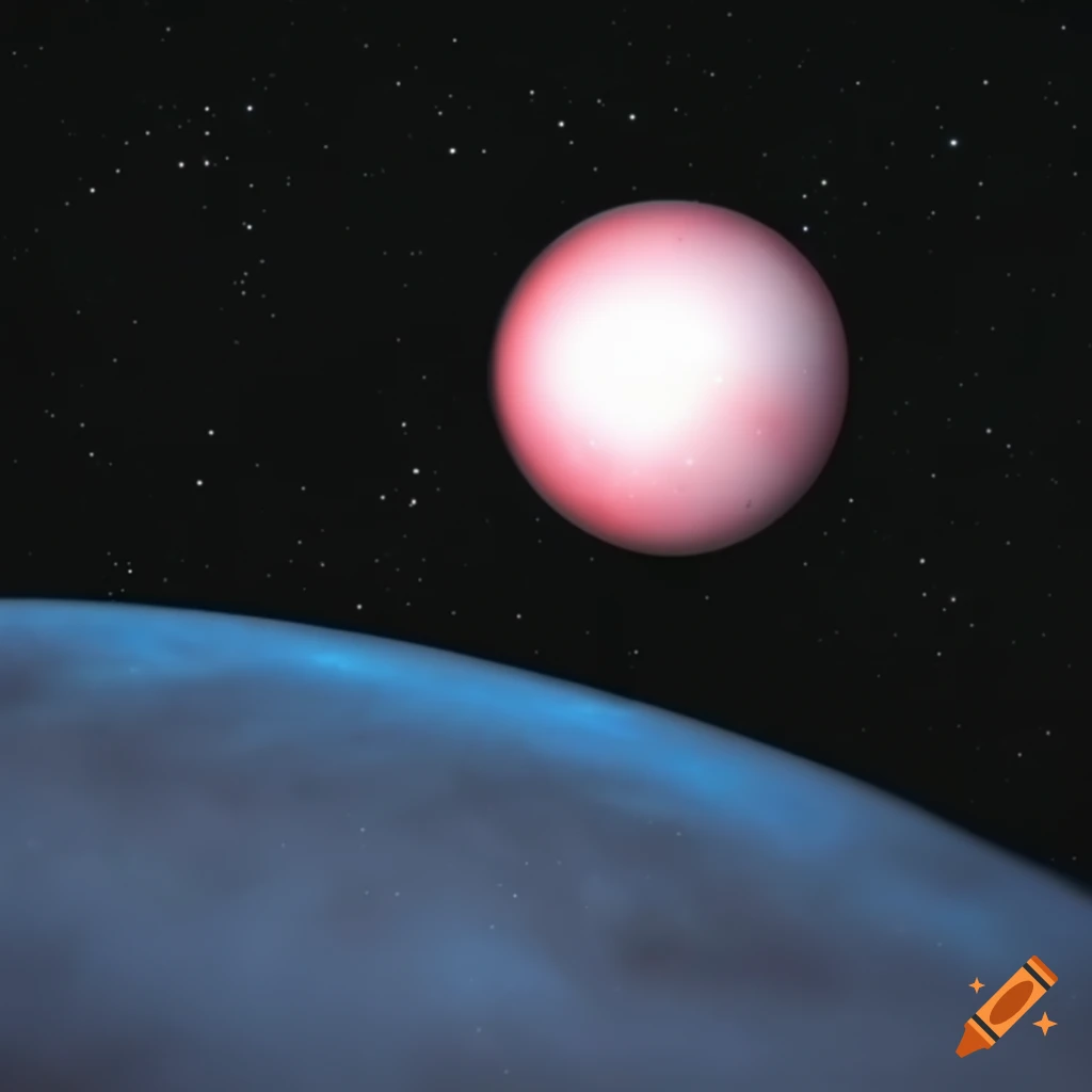 Binary star system with a large white star and a small red star on Craiyon