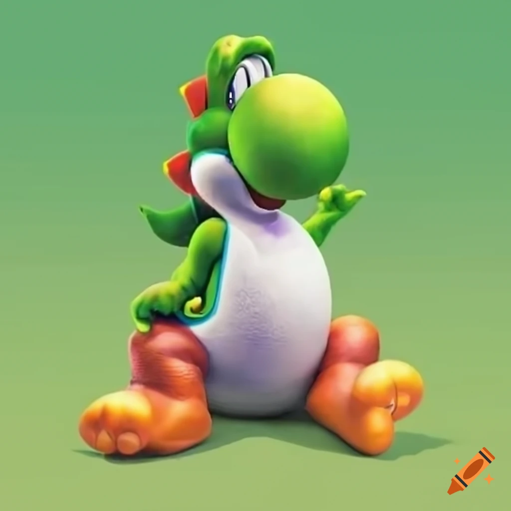 Yoshi with oversized feet on Craiyon