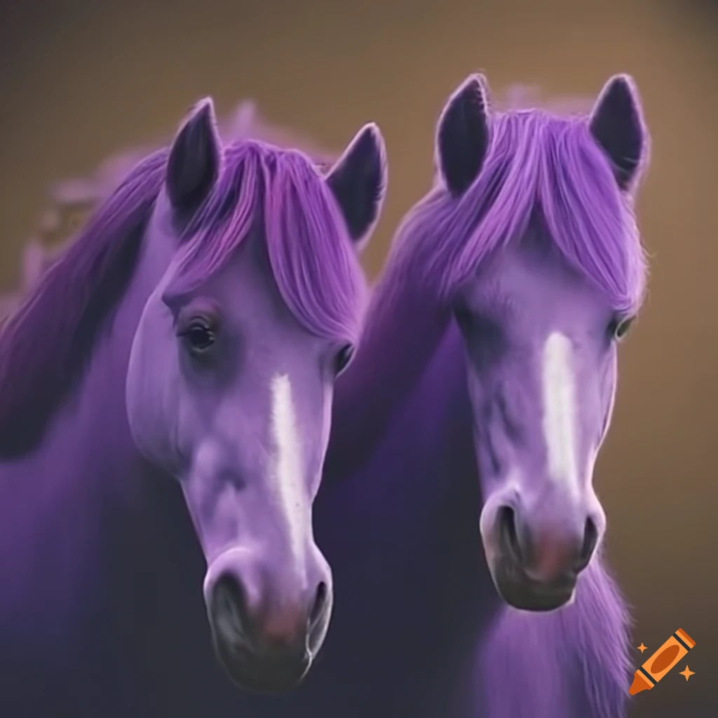 Three purple ponies in a stable on Craiyon