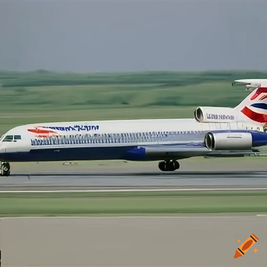 British airways boeing 727-200 making a smooth landing on Craiyon