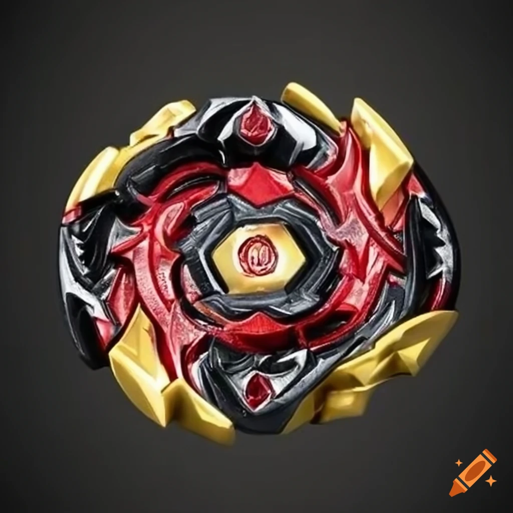 Beyblade in red, black, and gold colors on Craiyon