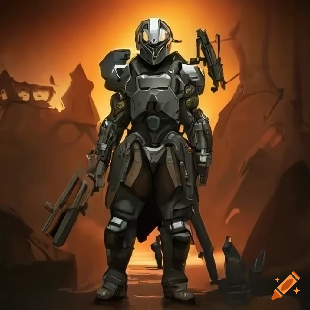 Intricately designed space soldier in futuristic armor on Craiyon