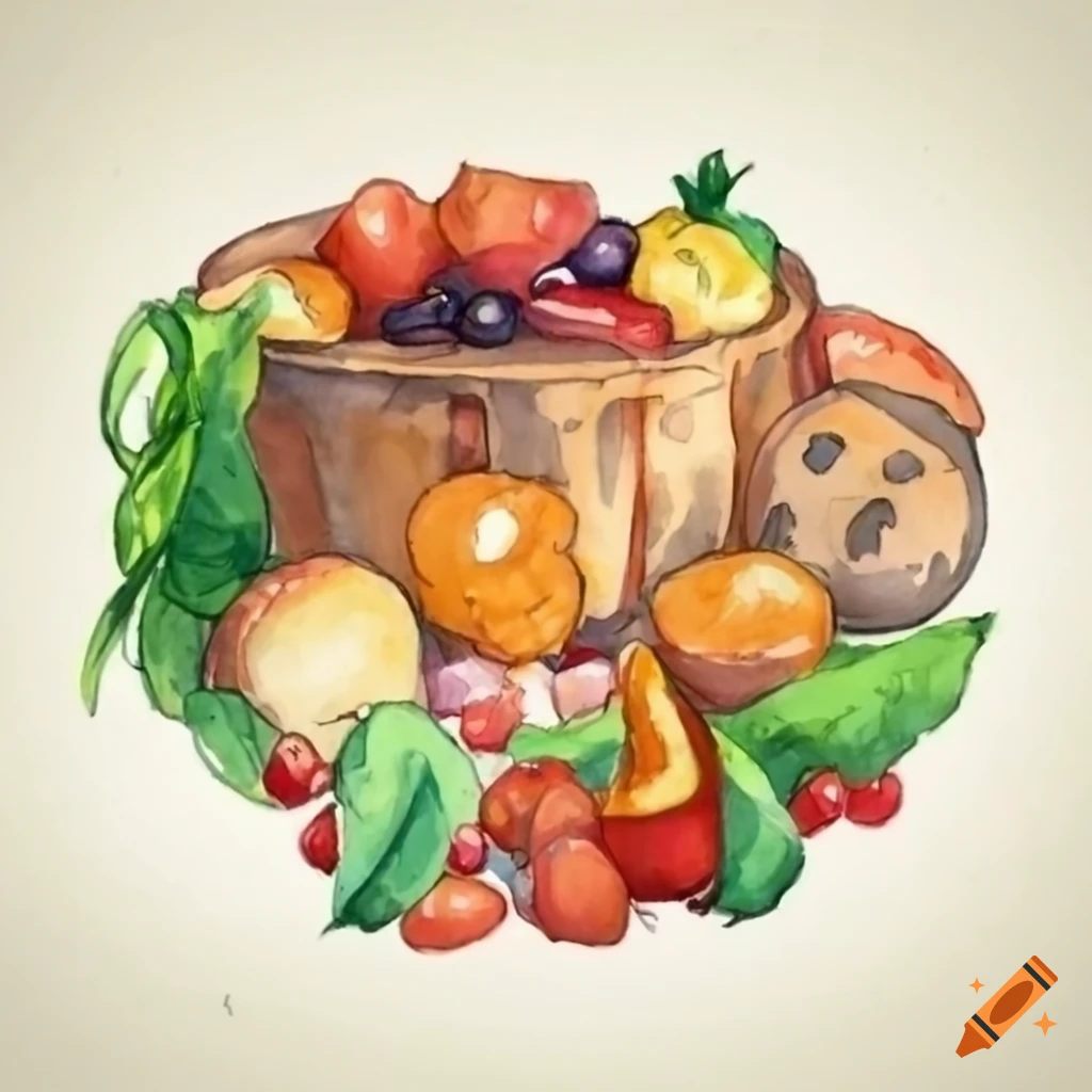 Table with food sketch on Craiyon