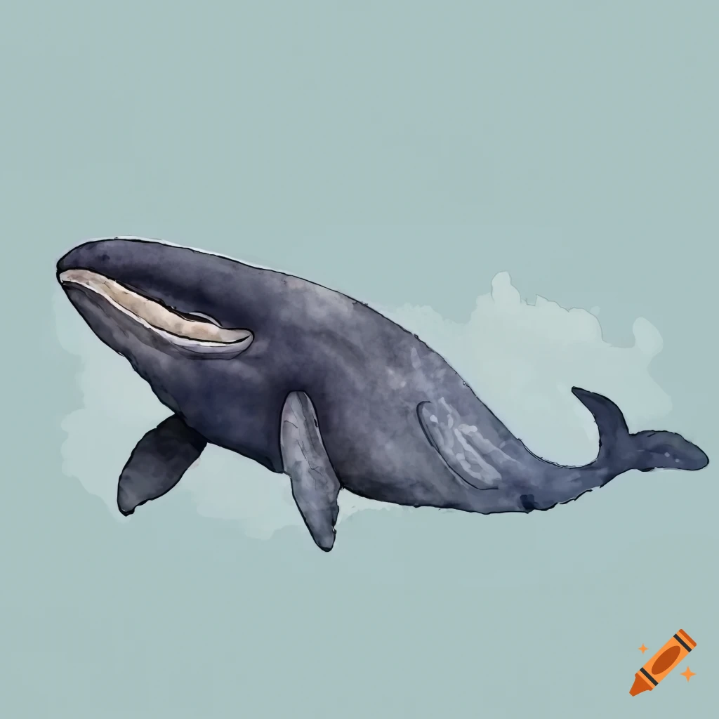 Grey whale watercolor painting on Craiyon