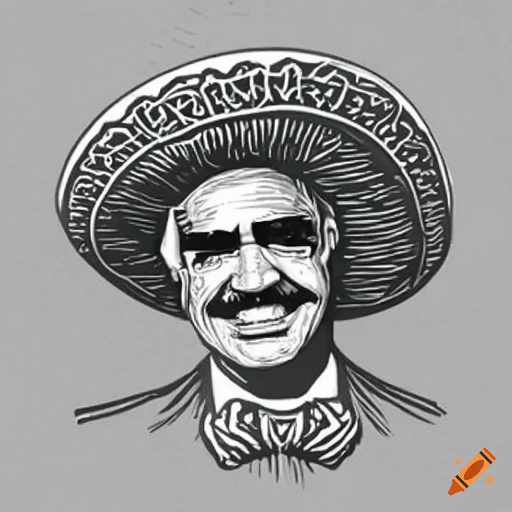 Portrait of Vicente Fernandez in a linocut print style on Craiyon