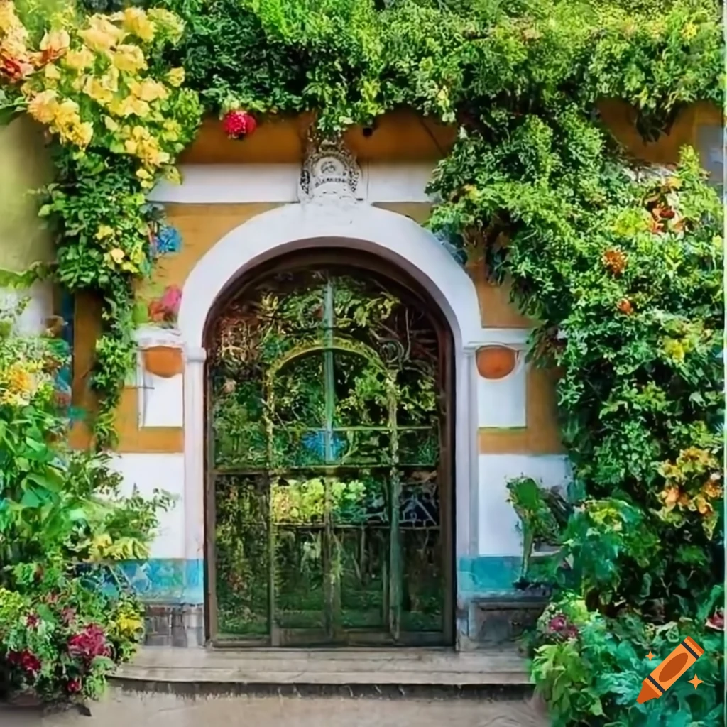 Intricate artwork of a beautifully decorated Romanian house with lush ...