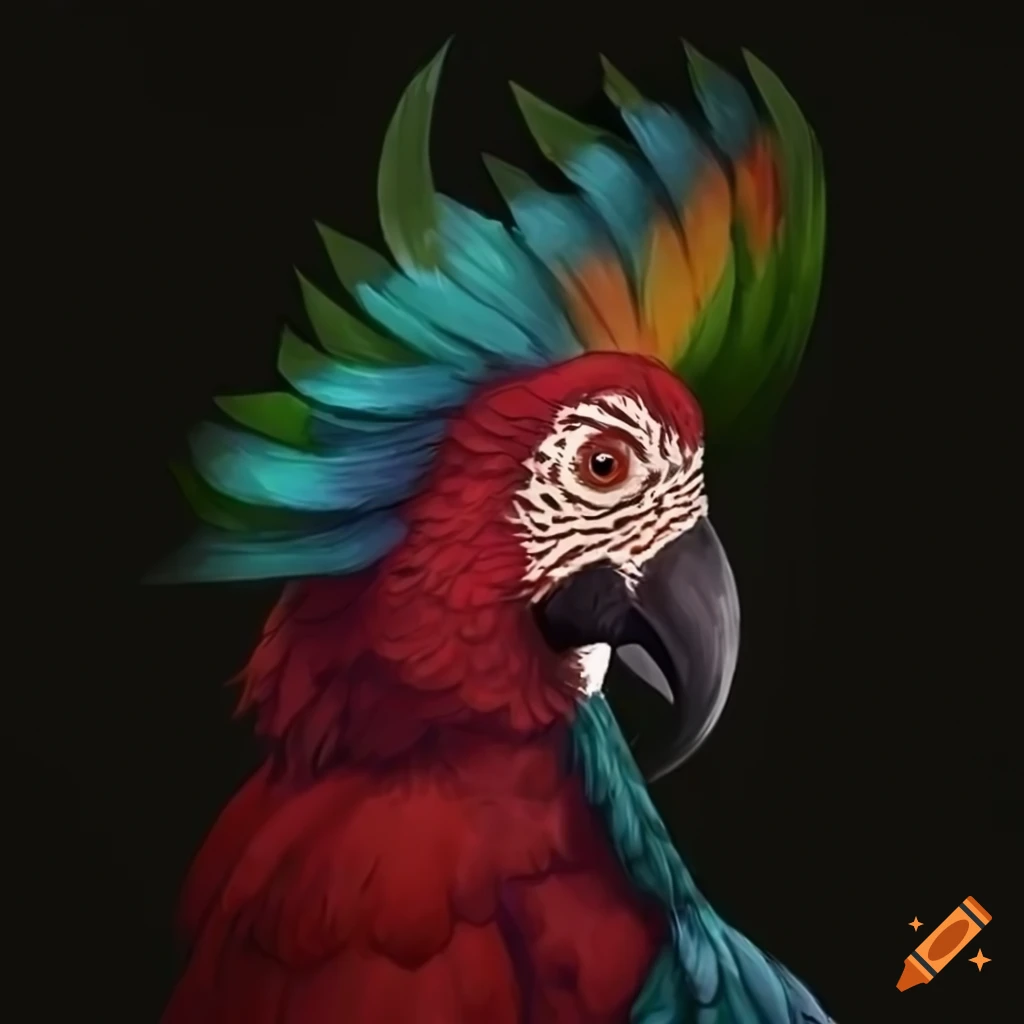 Macaw bird with a gothic twist in a dungeons & dragons theme on Craiyon