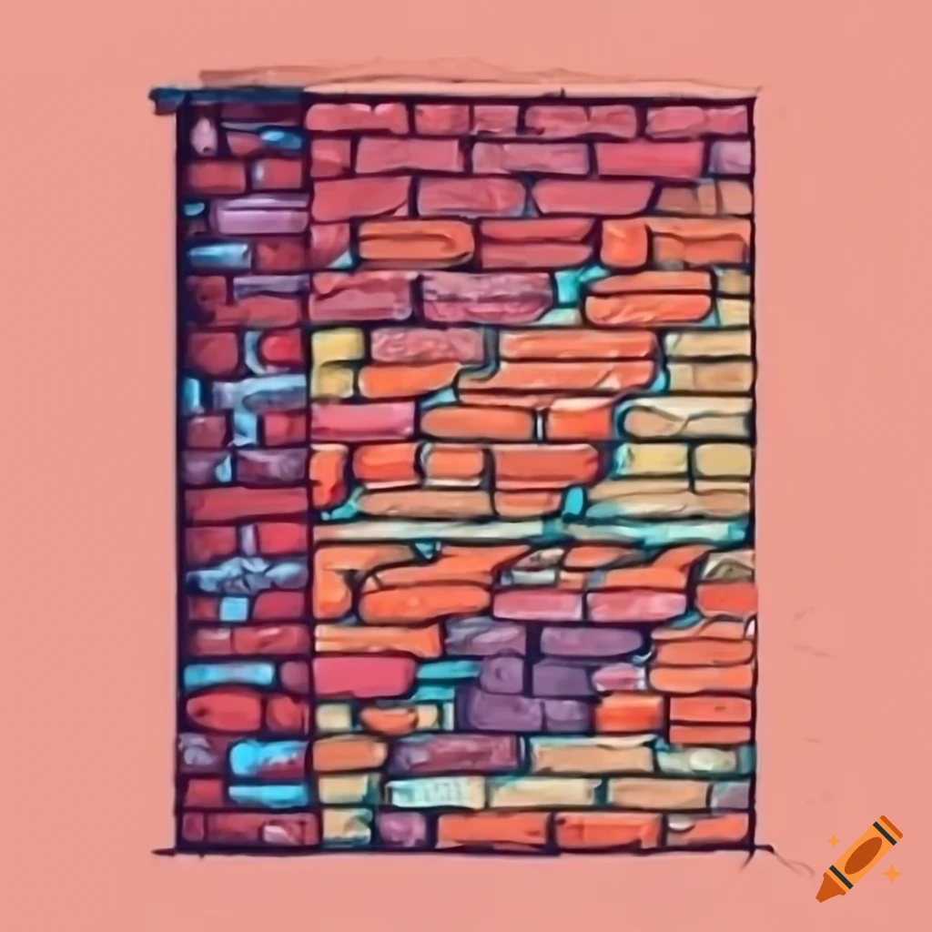 Vintage brick wall with intricate details and missing bricks revealing ...