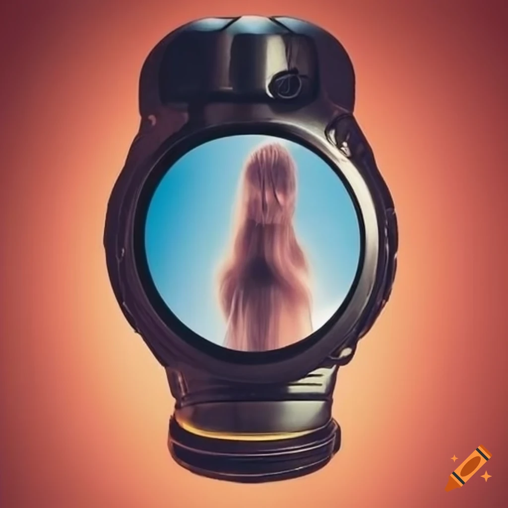 Flashlight reflecting in a mirror on Craiyon