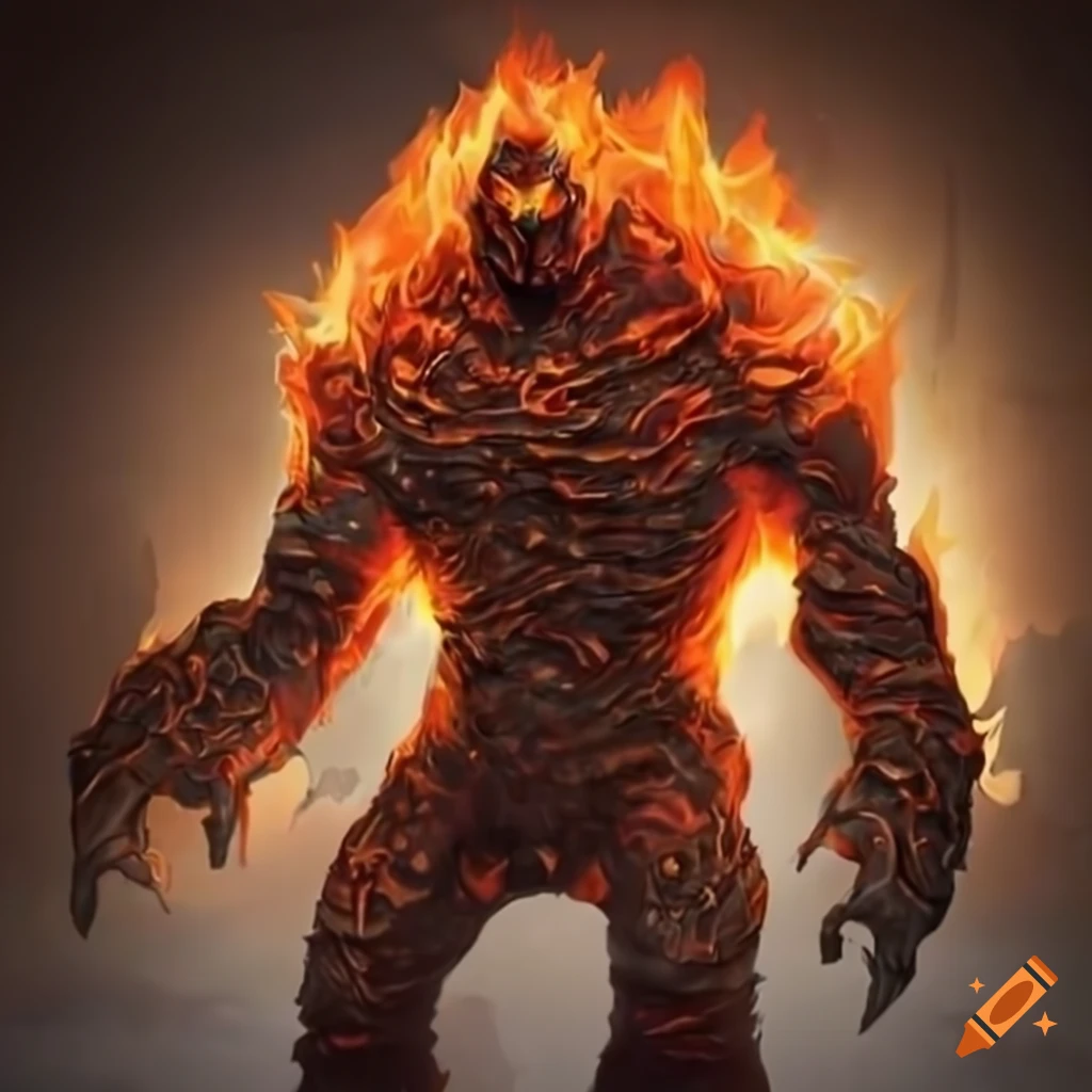 Giant fire elemental creature on Craiyon