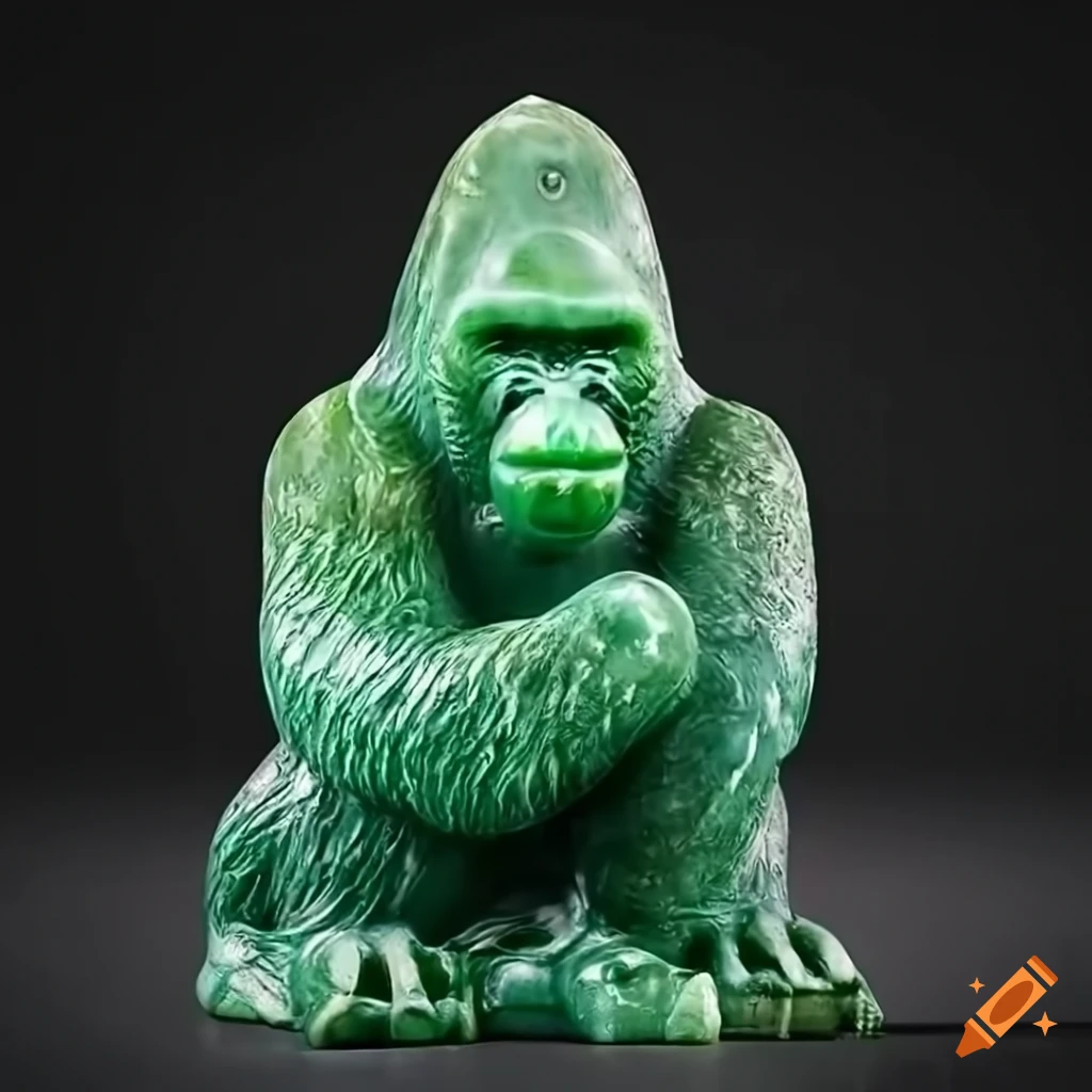 Majestic serpentine jade gorilla statue in highest definition on Craiyon