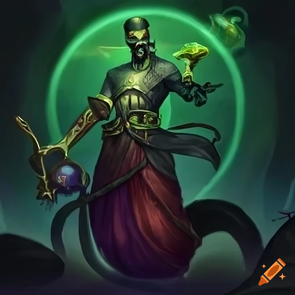 Yuan-ti alchemist holding a poison vial on Craiyon