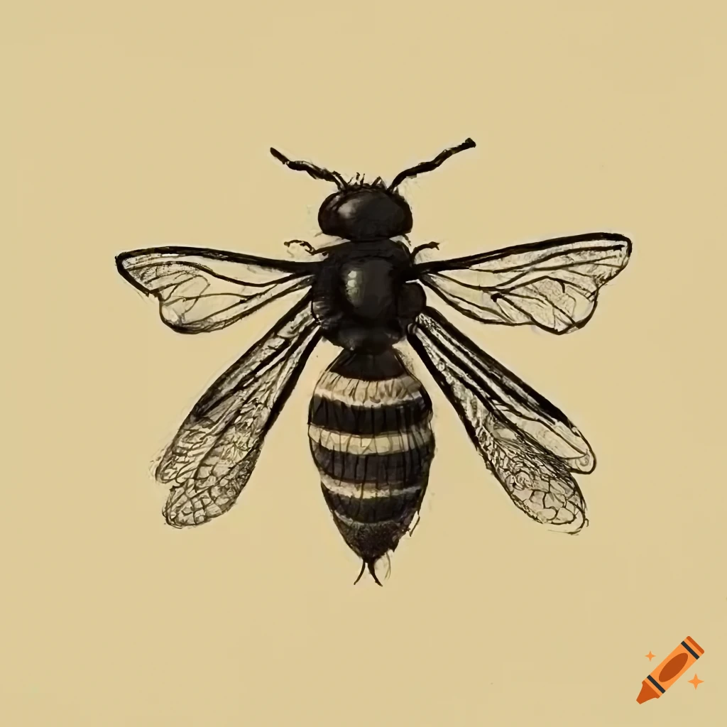 Sketch of a bee in a renaissance art style from a scientist's ...