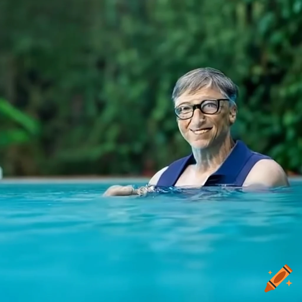 Bill gates swimming in a pool on Craiyon
