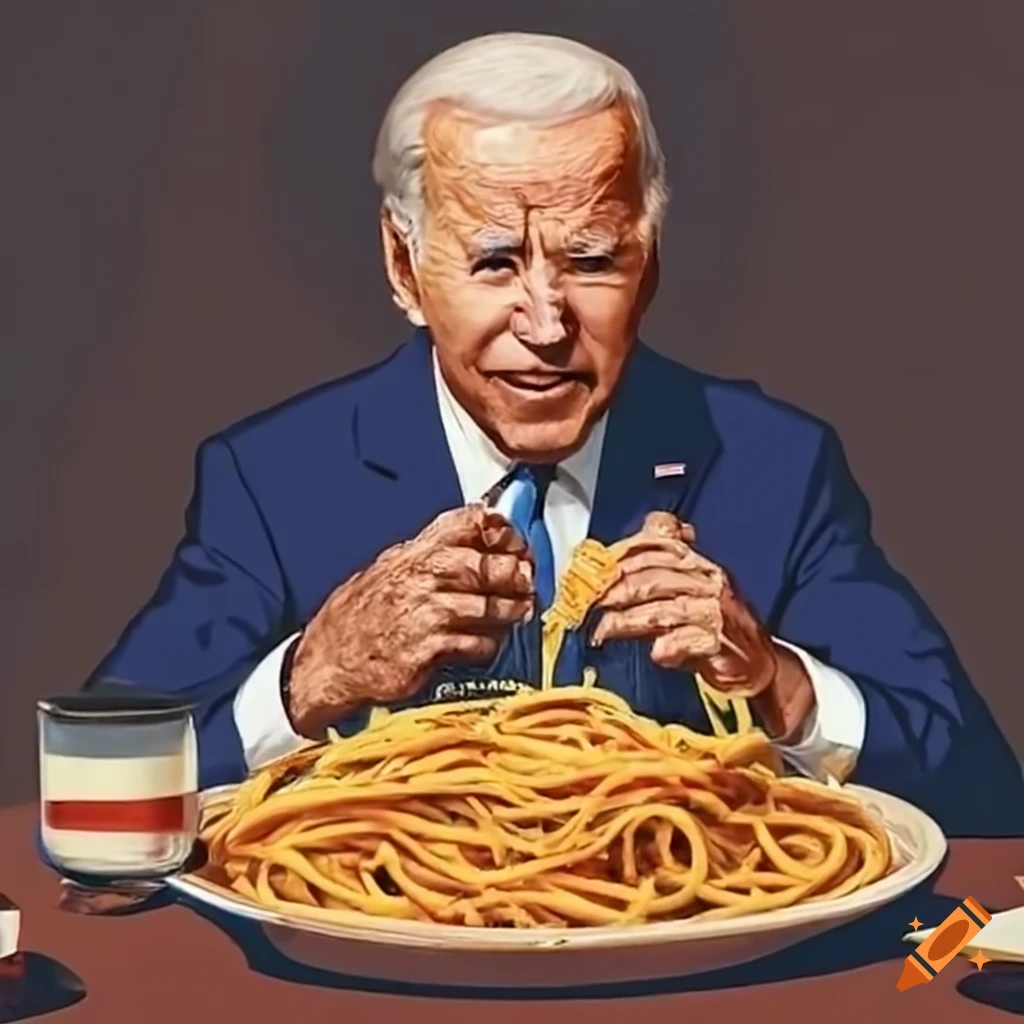 Joe biden eating spaghetti on Craiyon
