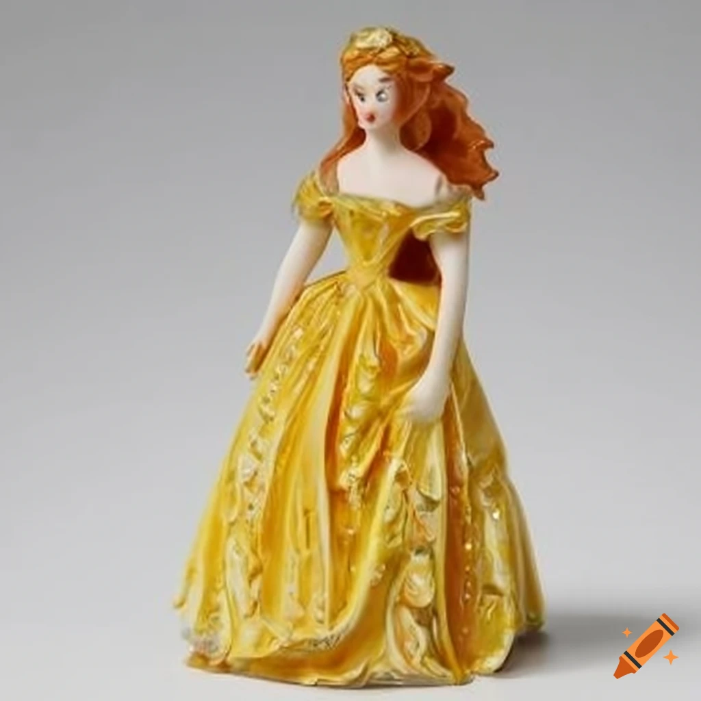 Resin ginger princess figure in yellow dress on Craiyon