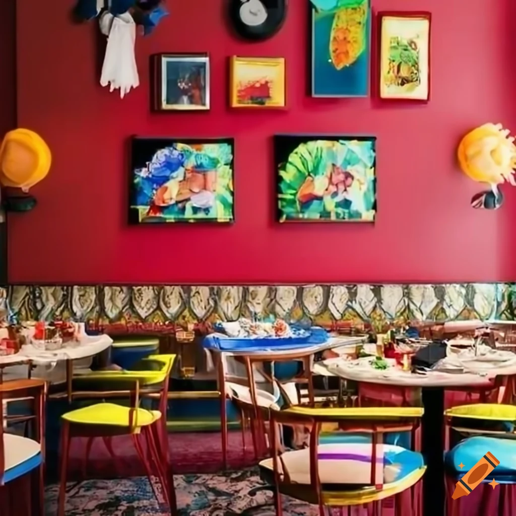 Colorful fancy restaurant in new york serving baked stuffed ...