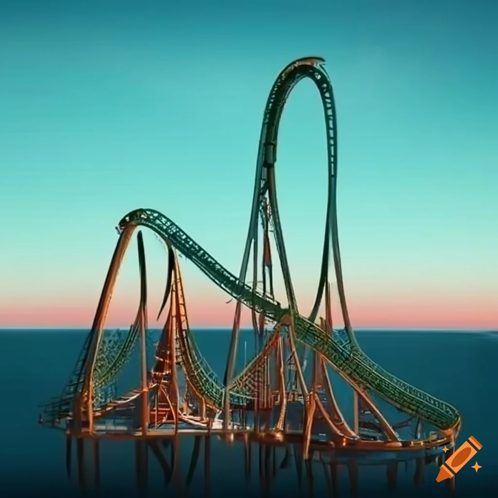 Virtual roller coaster descending a vast dune landscape on Craiyon
