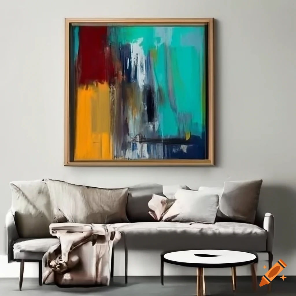 Abstract expressionism art in a modern interior setting on Craiyon