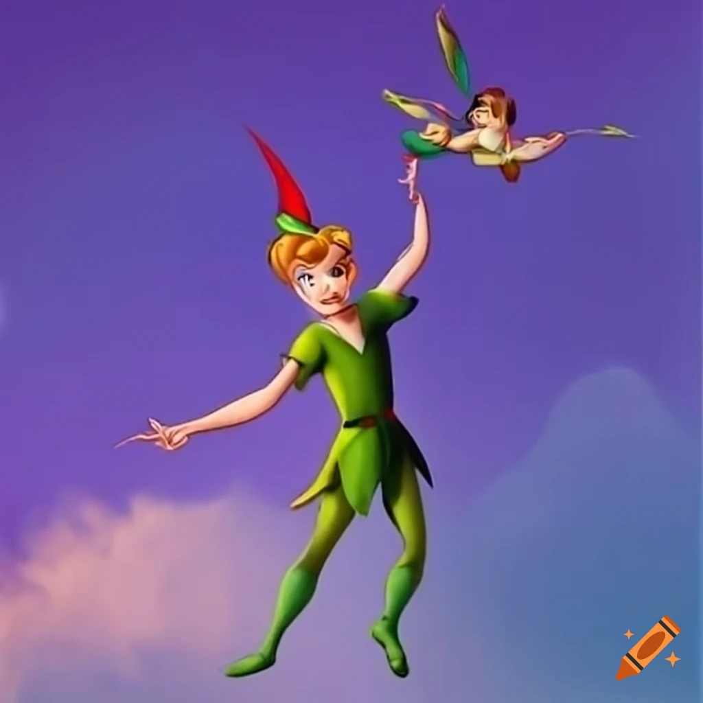 Peter pan flying with wendy on Craiyon