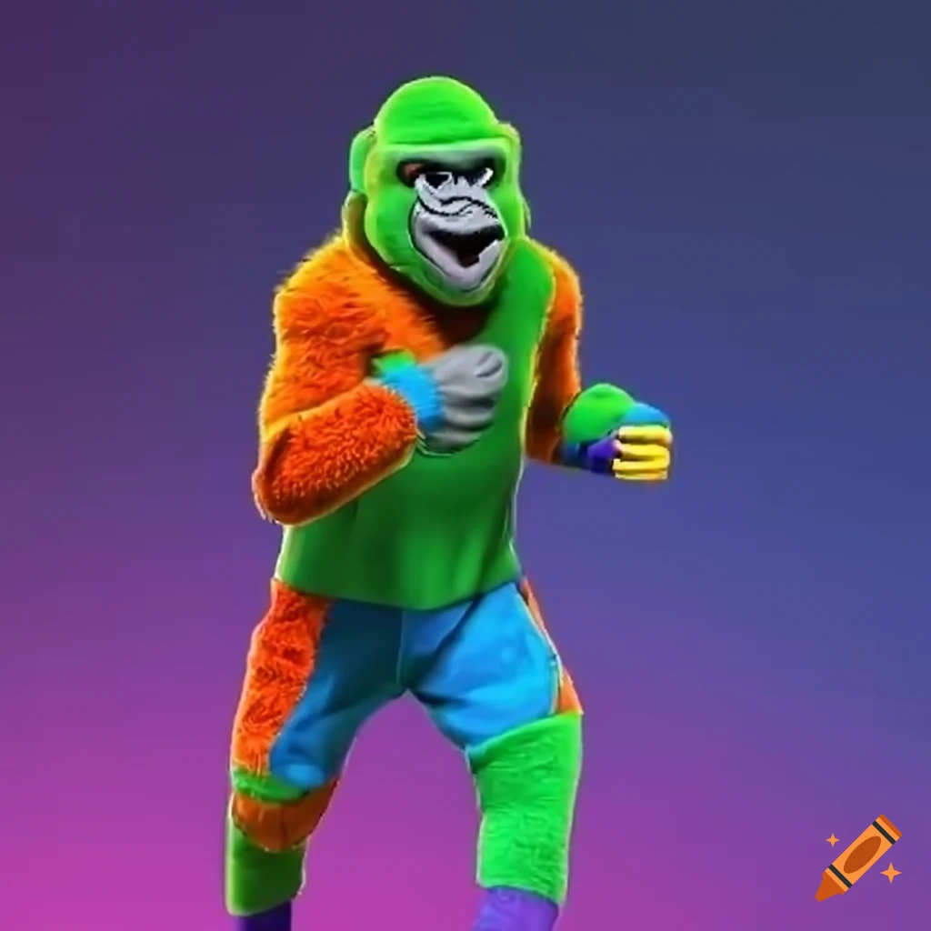 Gorilla tag competitive gameplay with players in colorful mascot suits ...