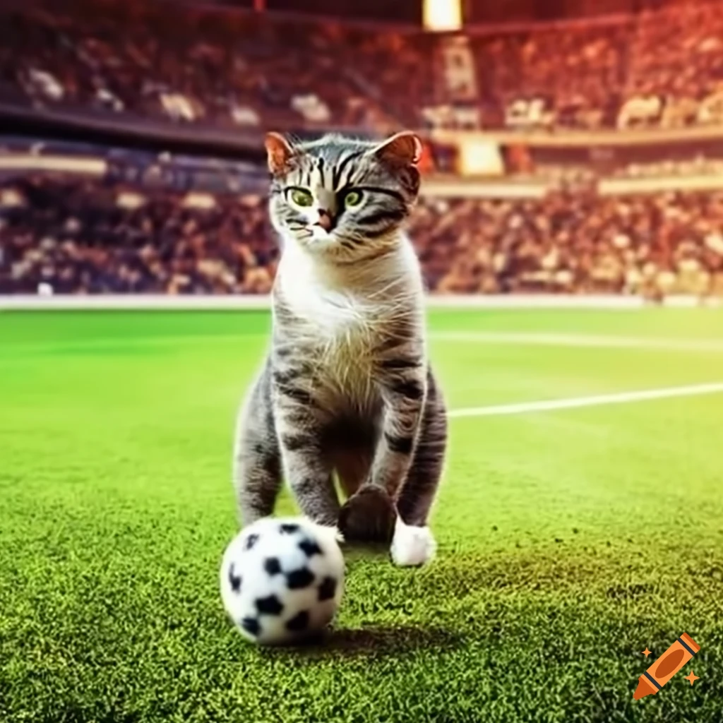 Cat in a football stadium on Craiyon