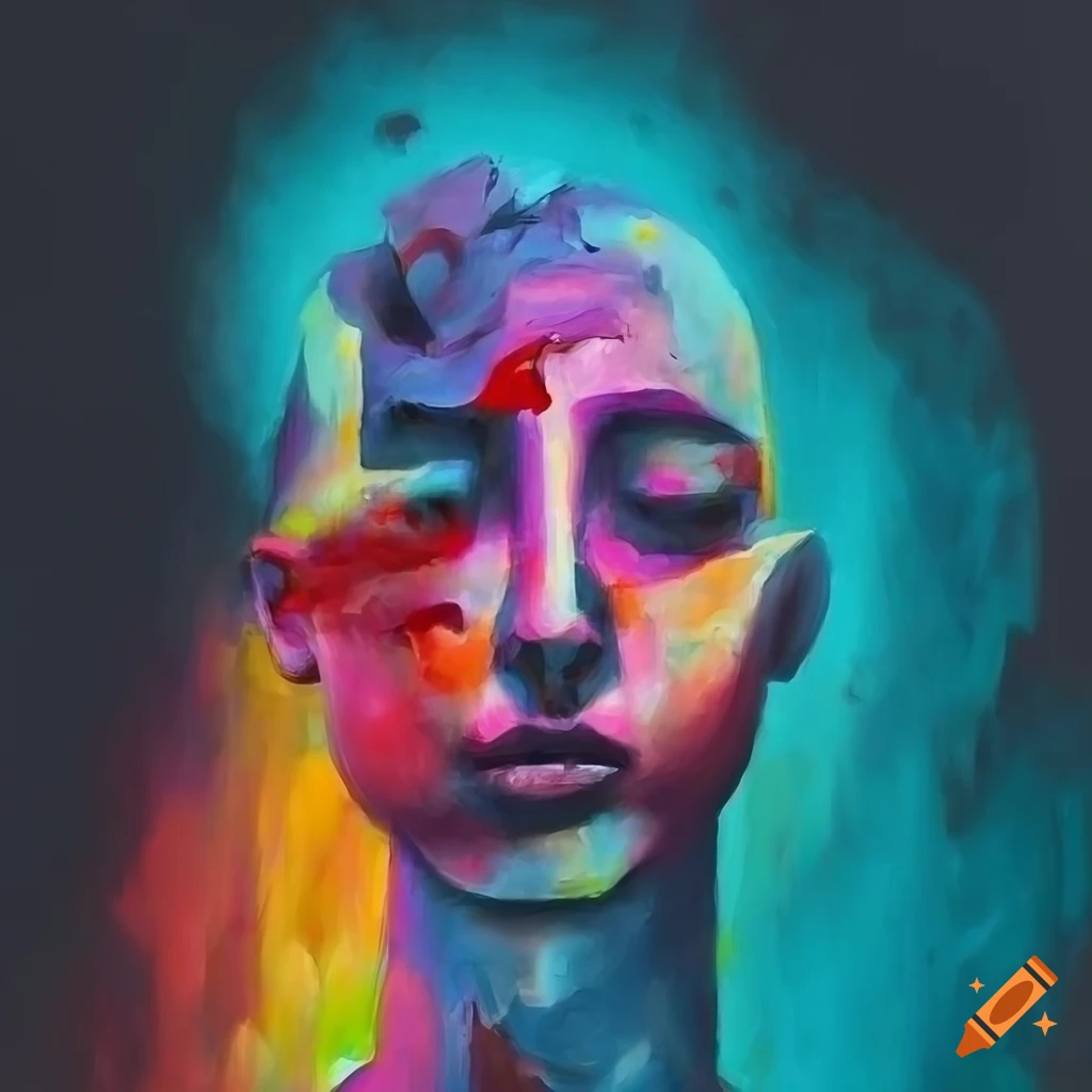 Painting depicting loss and broken soul in a dystopian cubism style on ...