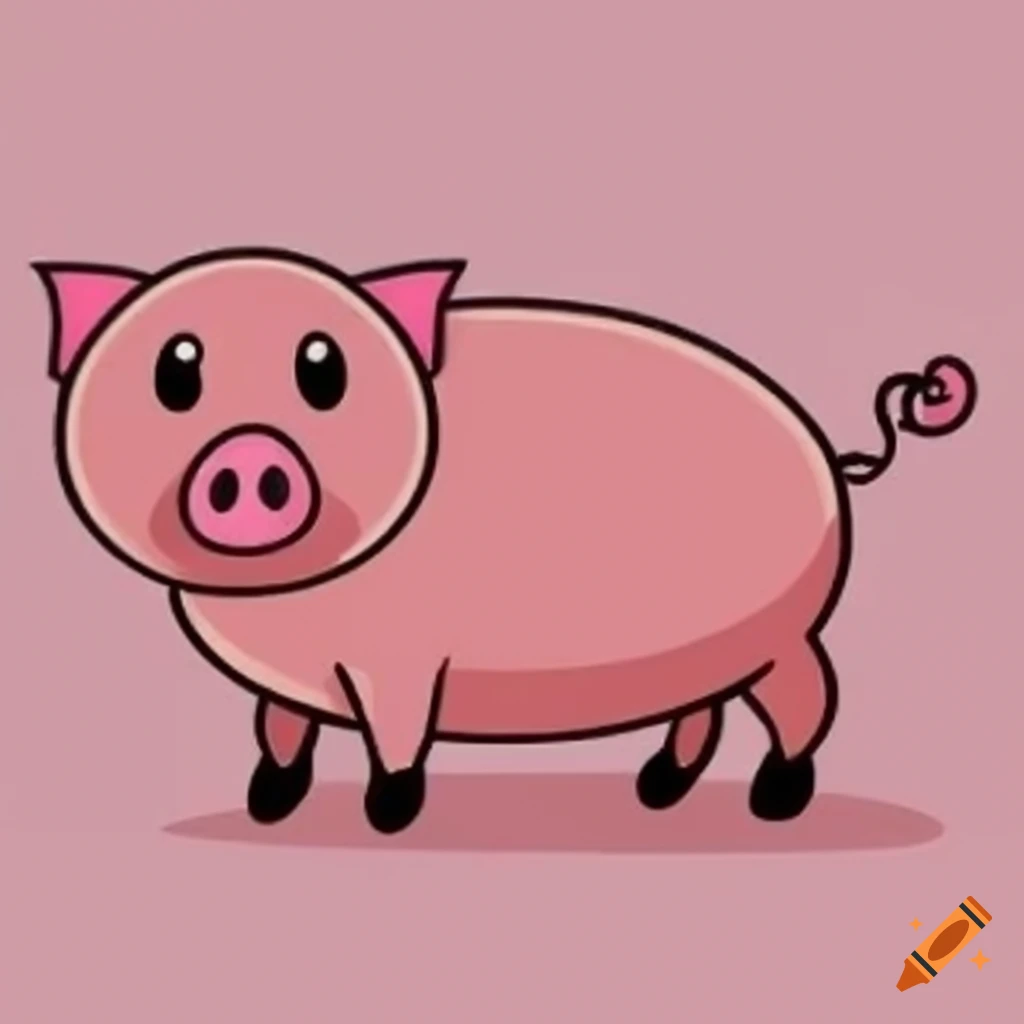 Simple cartoon of a pig on Craiyon