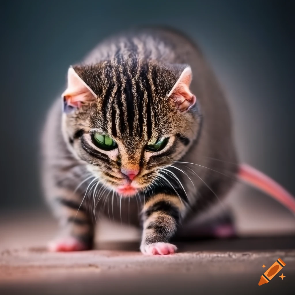 Cat-mouse hybrid with a mouse body and cat head in hd photo on Craiyon