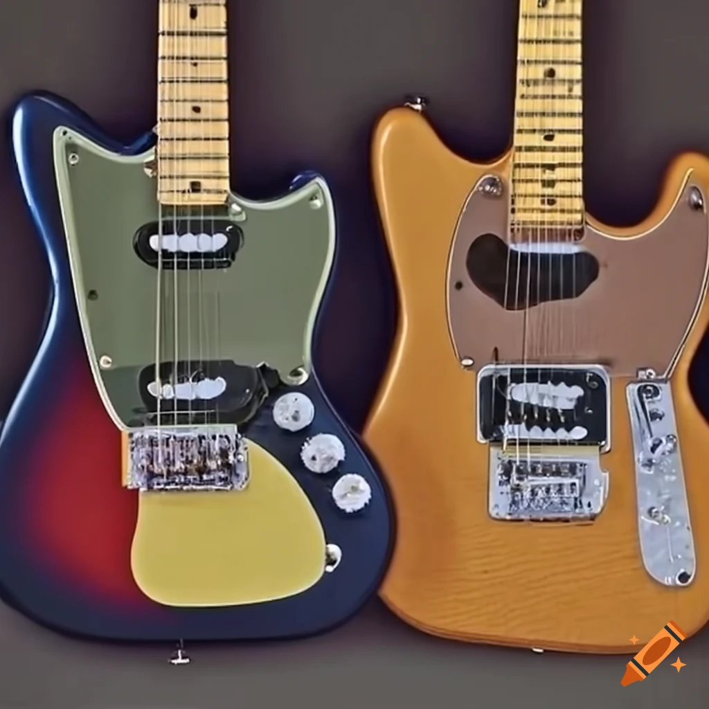 Fusion of fender mustang and telecaster guitars in a minimal style on ...