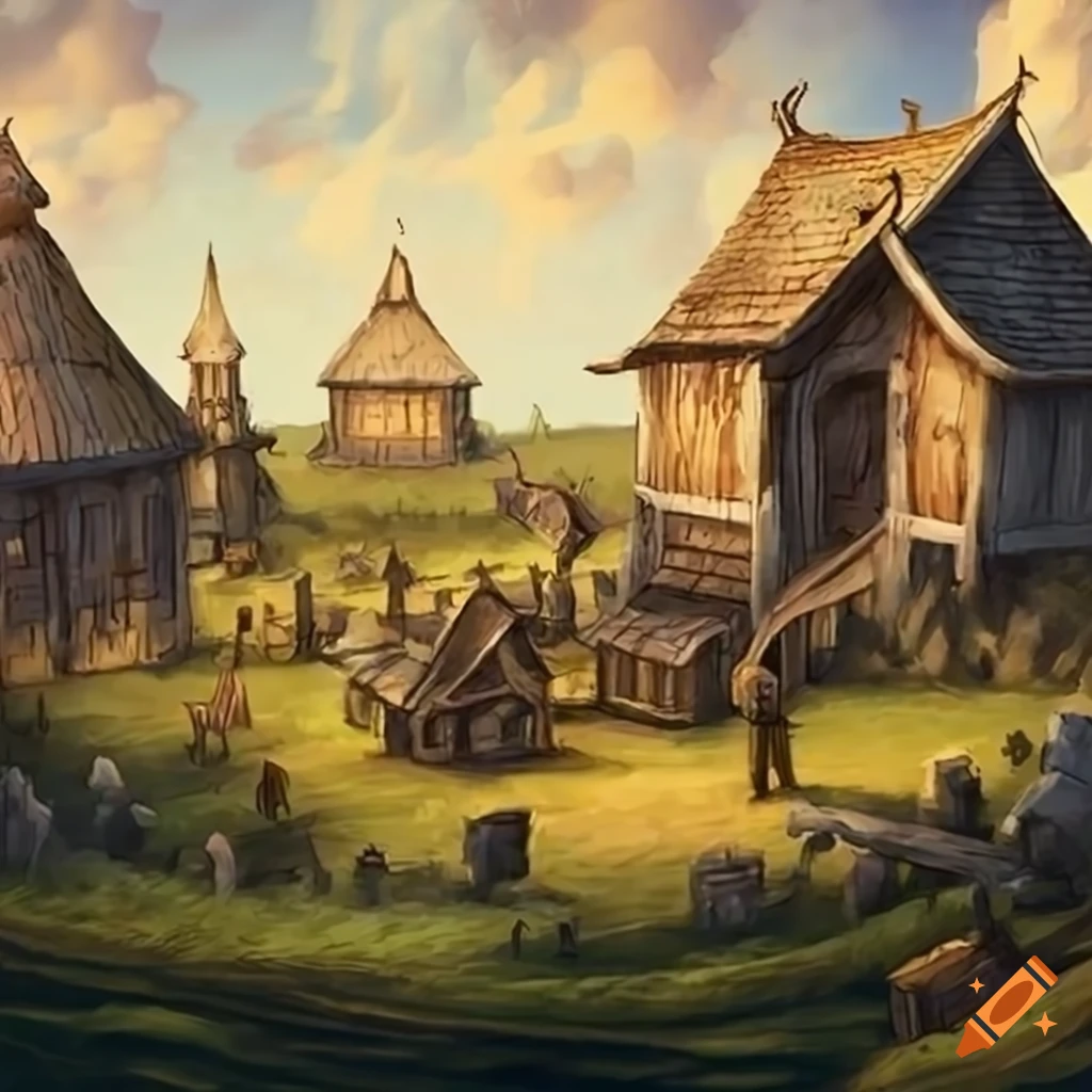 Medieval farms in a dnd setting on Craiyon