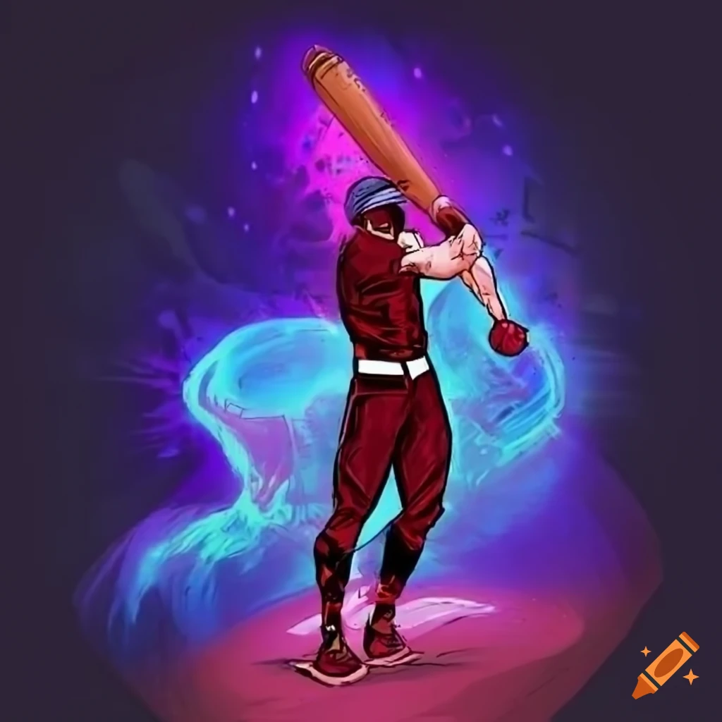 Focused athlete in baseball stance with radiant energy aura in comic ...